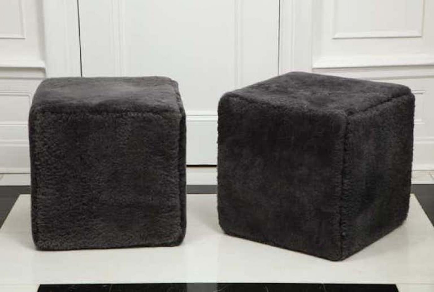 Venfield - Venfield Custom Pair of Shearling Cube Foot Stools/Ottoman