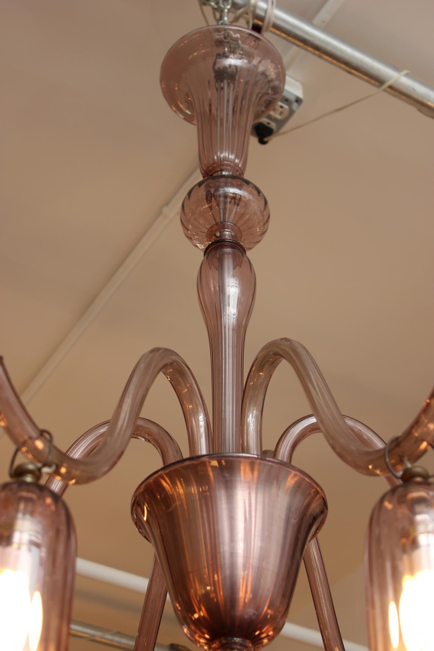 Venini - Six Arm Purple Blown Glass Napoleone Martinuzzi Chandelier by ...