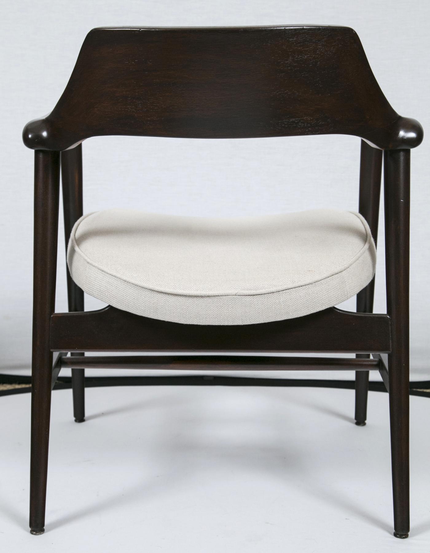 W H Gunlocke Chair Co - Gunlocke Wood Framed Arm Chair with Linen Seat