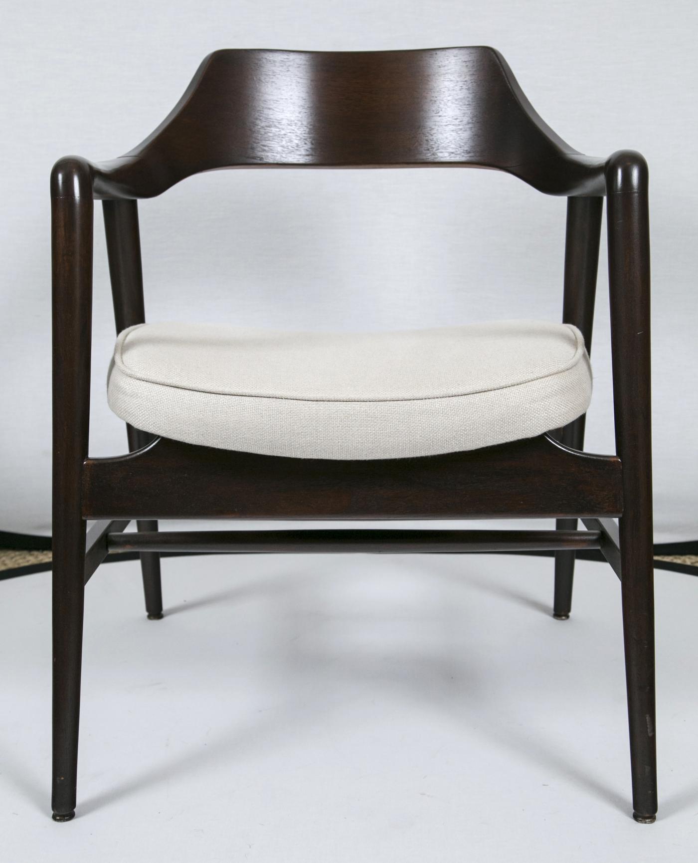 W H Gunlocke Chair Co - Gunlocke Wood Framed Arm Chair with Linen Seat