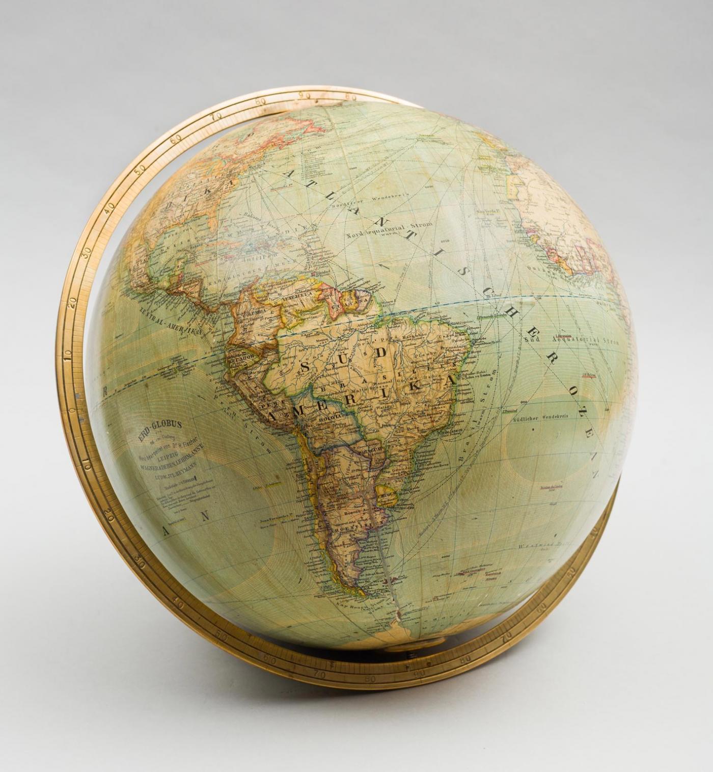 Wagner & Debes, Lehrm-Anst, of Leipzig - 12" German Terrestrial Globe ...