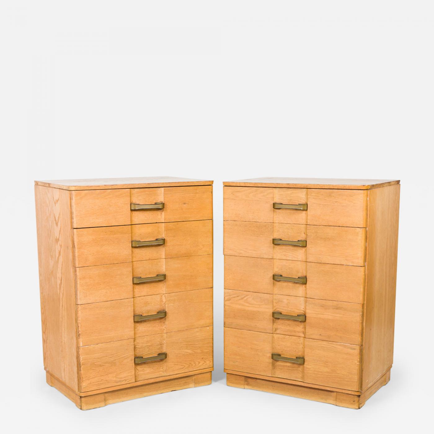 White Oak Morgan Style Five Drawer Tall Chests