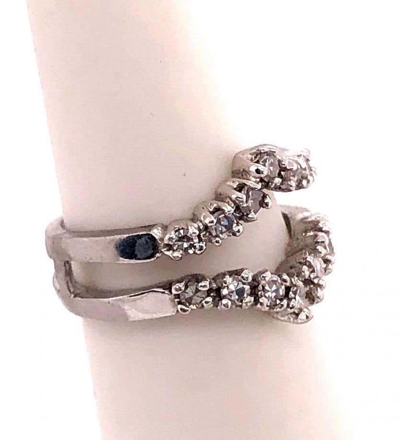 14 Karat White Gold Interlocking Engagement Ring Guard