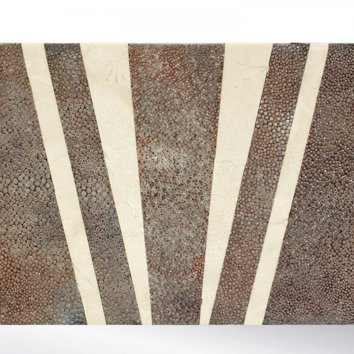 Karl Springer - Karl Springer Fine Shagreen & Fossilized Coral Mirror 1980s