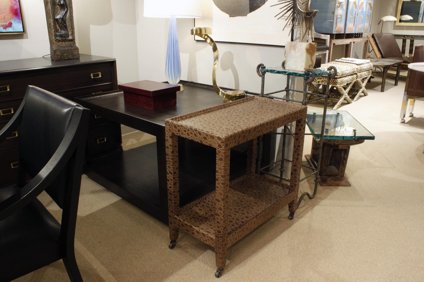 Karl Springer - Karl Springer "Telephone Table" End Table in Embossed ...
