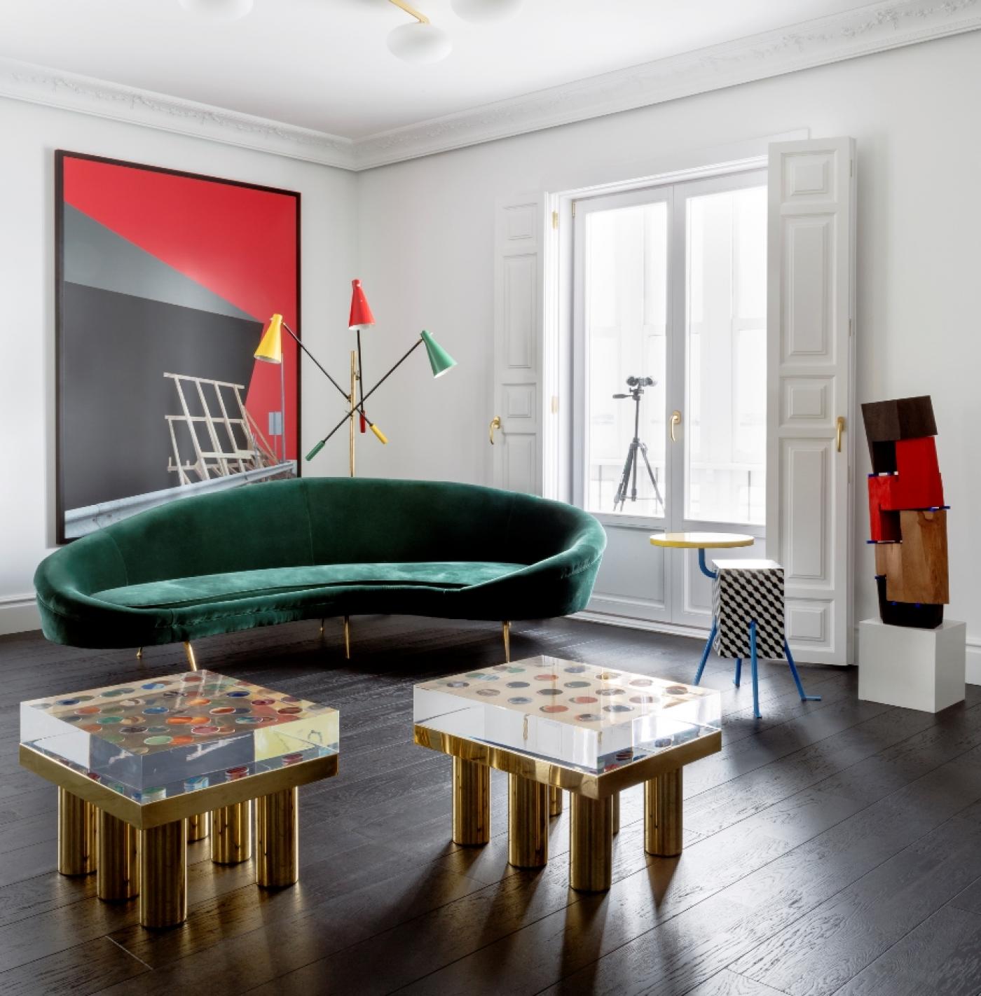 Ico Parisi - In The Style Ico Parisi Curved Green Cotton Velvet And ...