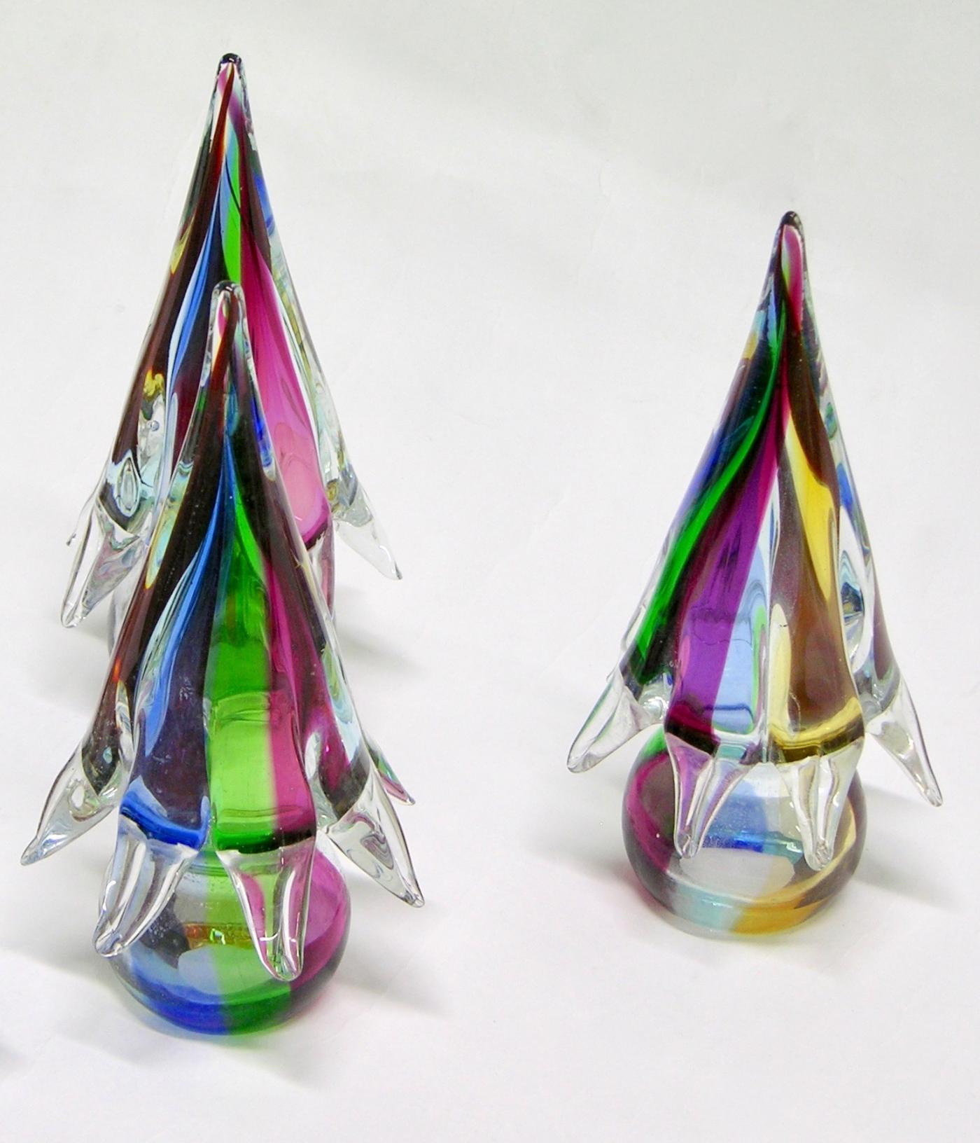 1980s Organic Italian Vintage Colorful Blown Murano Glass Tree Sculpture