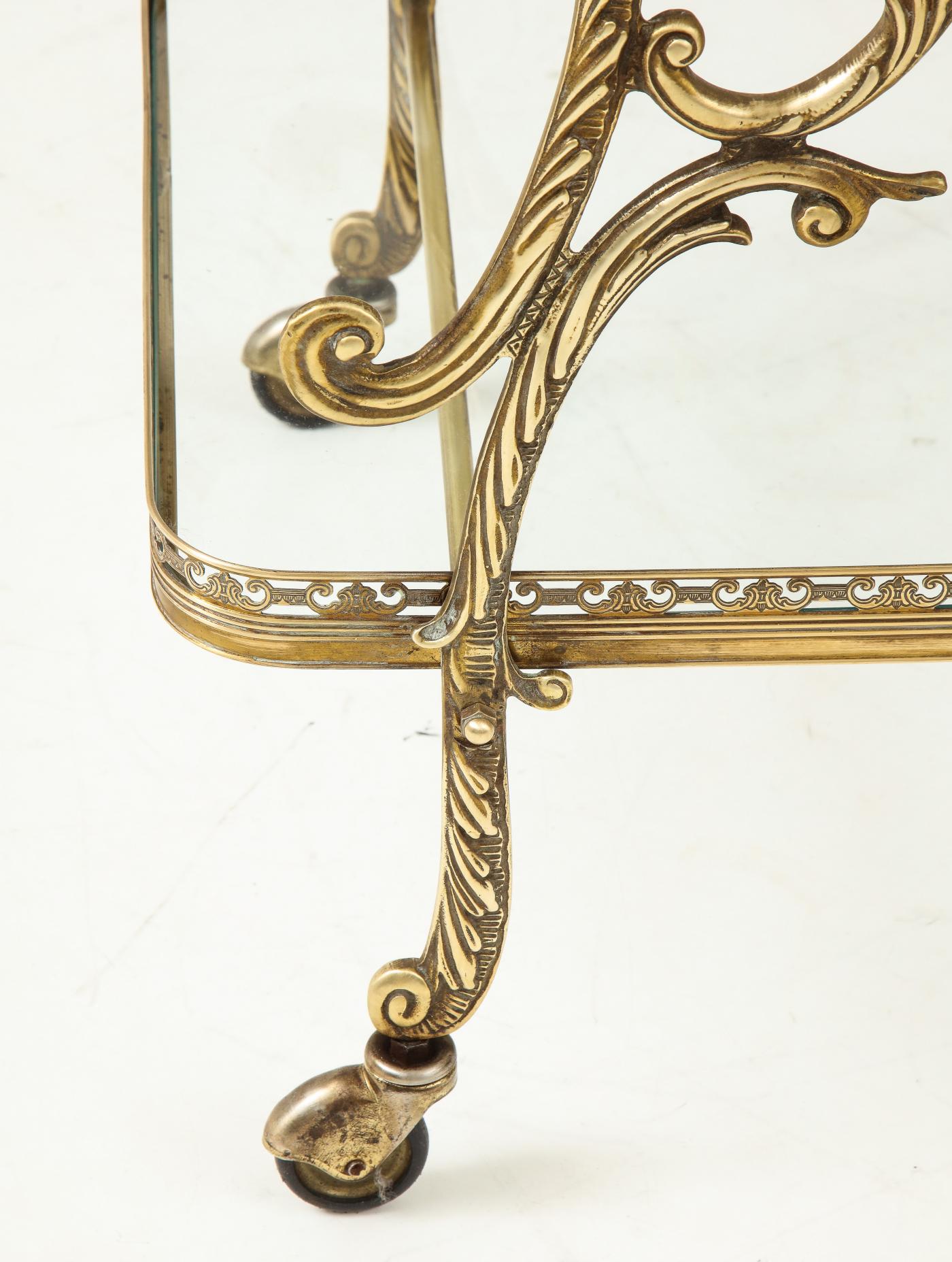 1950's Baroque Style Brass Bar Cart