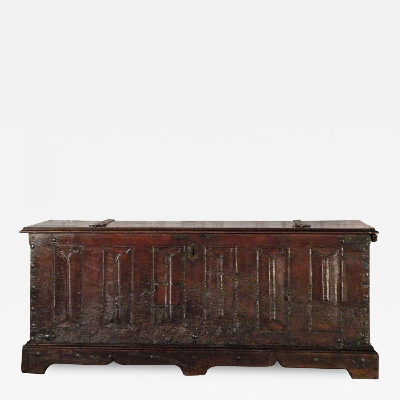 15th century French Medieval Walnut Bookfold Coffer