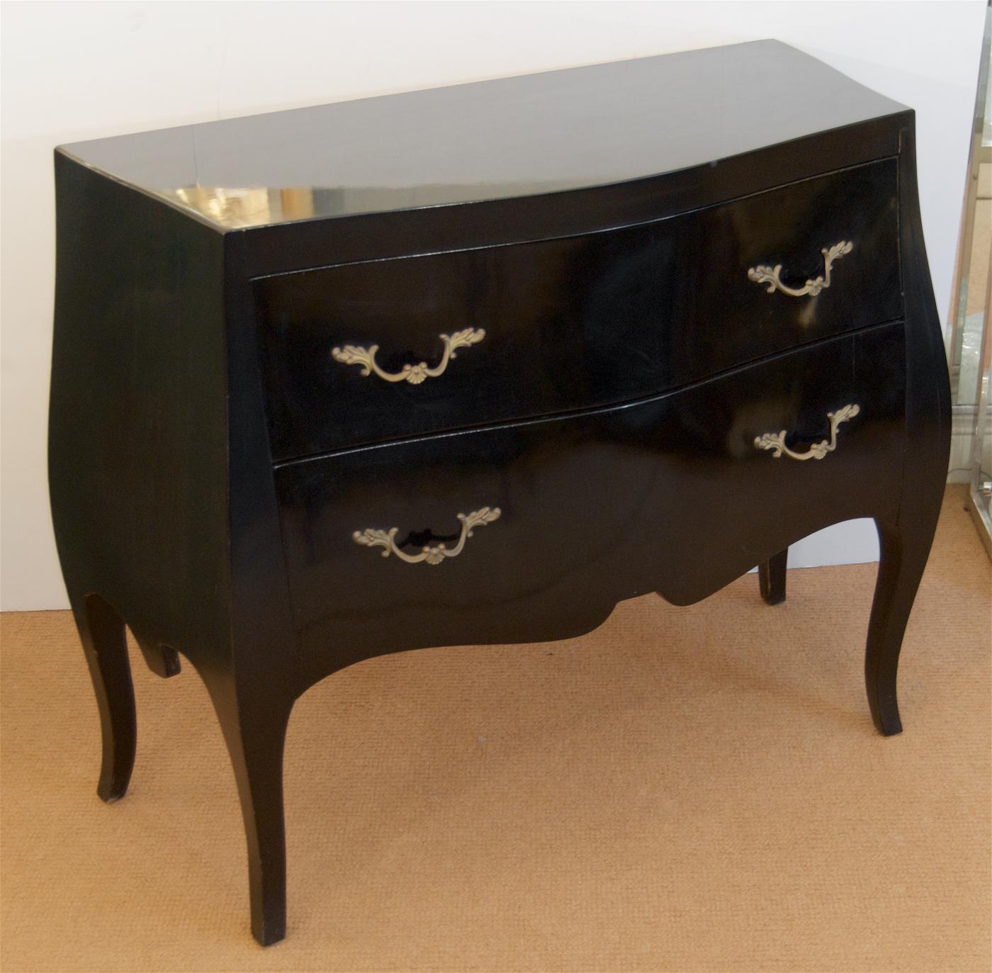 Black Lacquer Bombé Chest