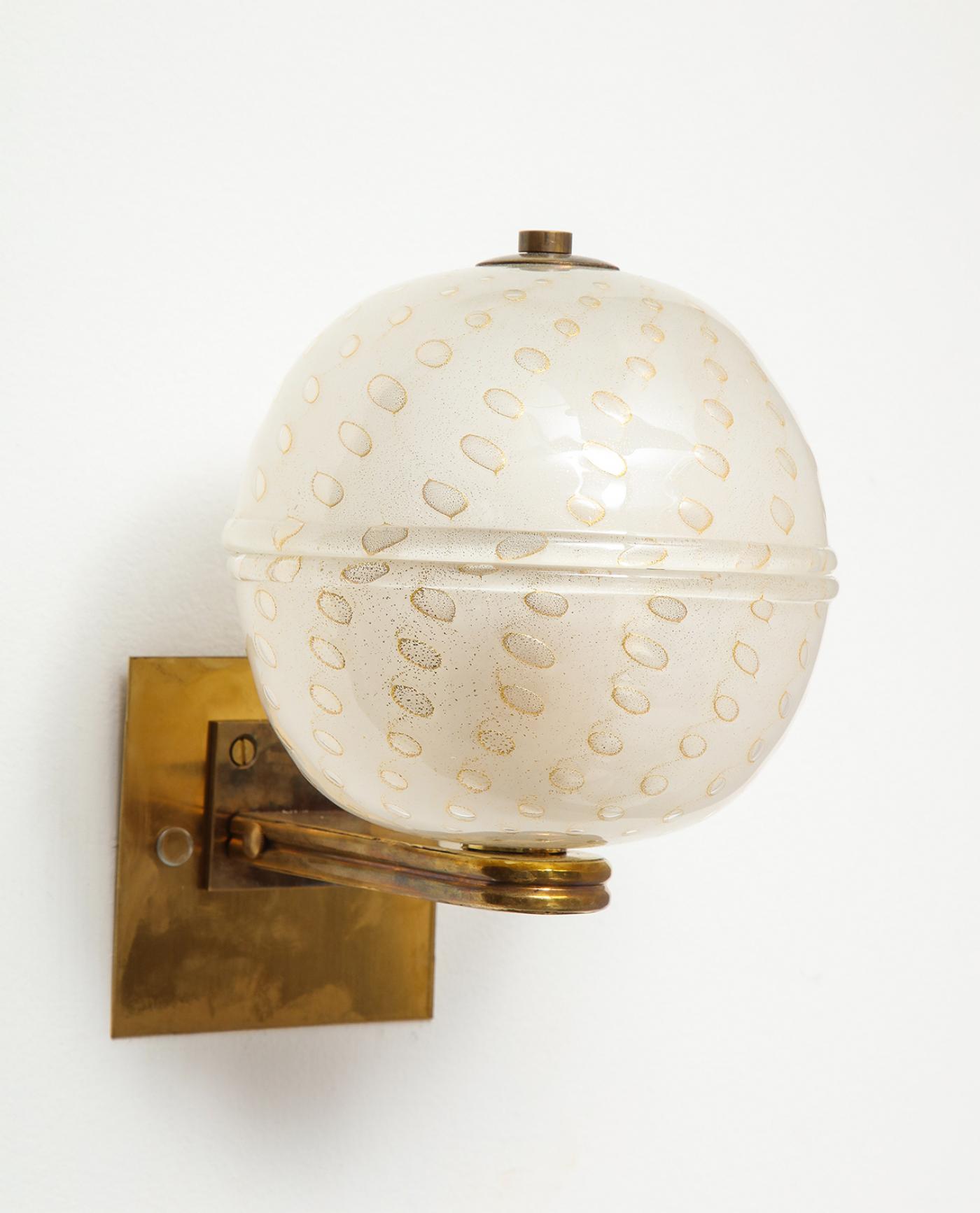 Pair of Custom Hand-crafted Murano Glass Sphere-Shaped Sconces