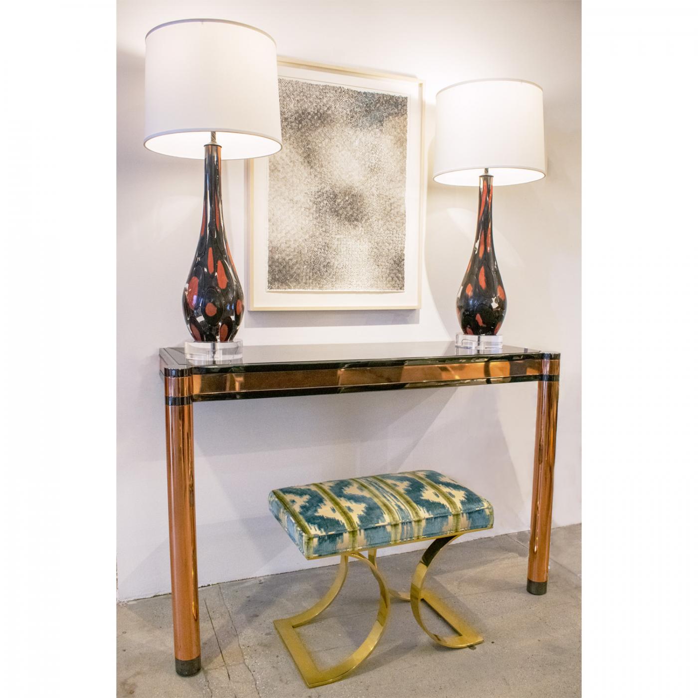 Karl Springer - "Round Leg Console Table" in Copper and Gunmetal by ...