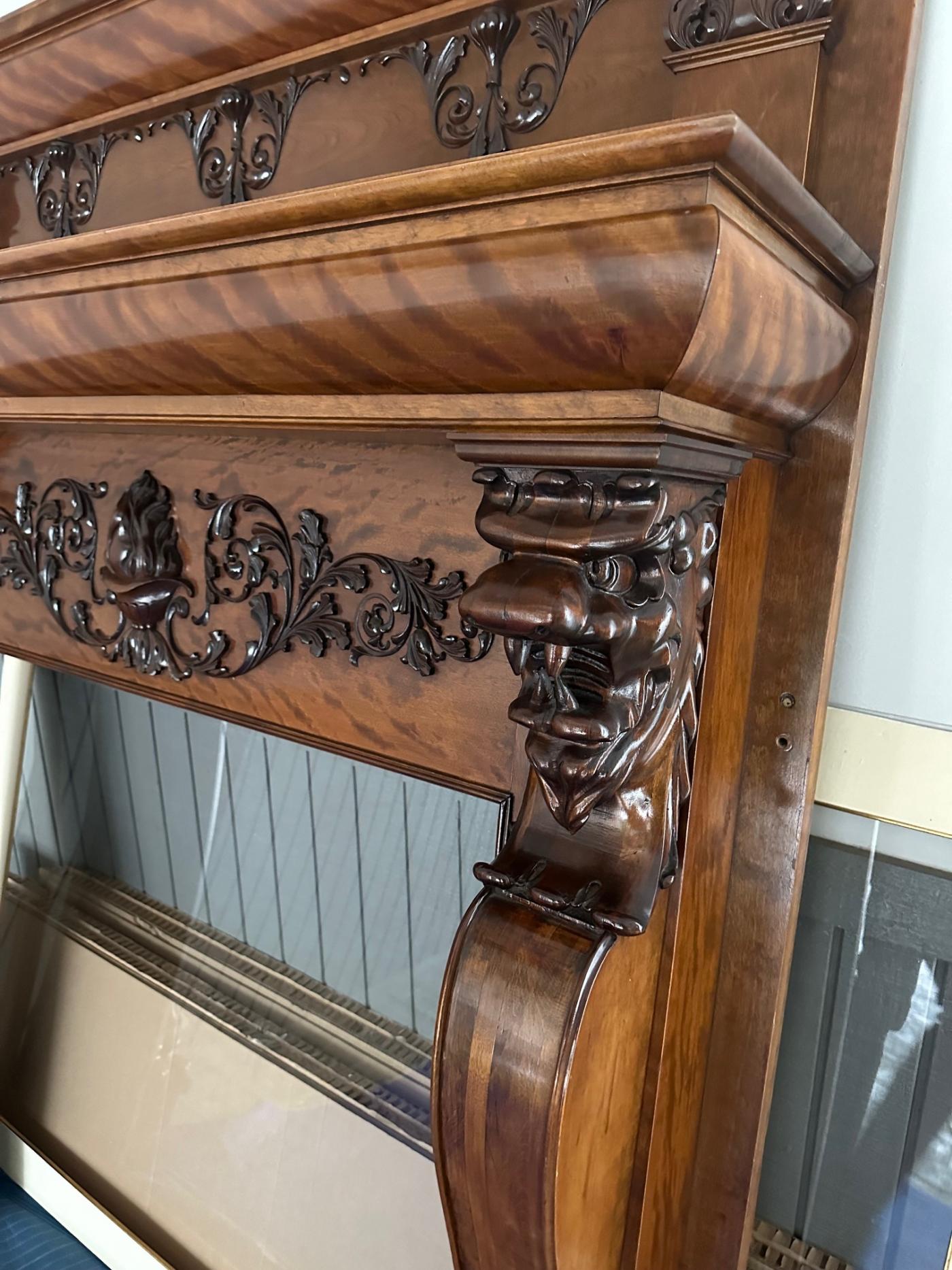 A Magnificent Antique Carved Fireplace Mantel