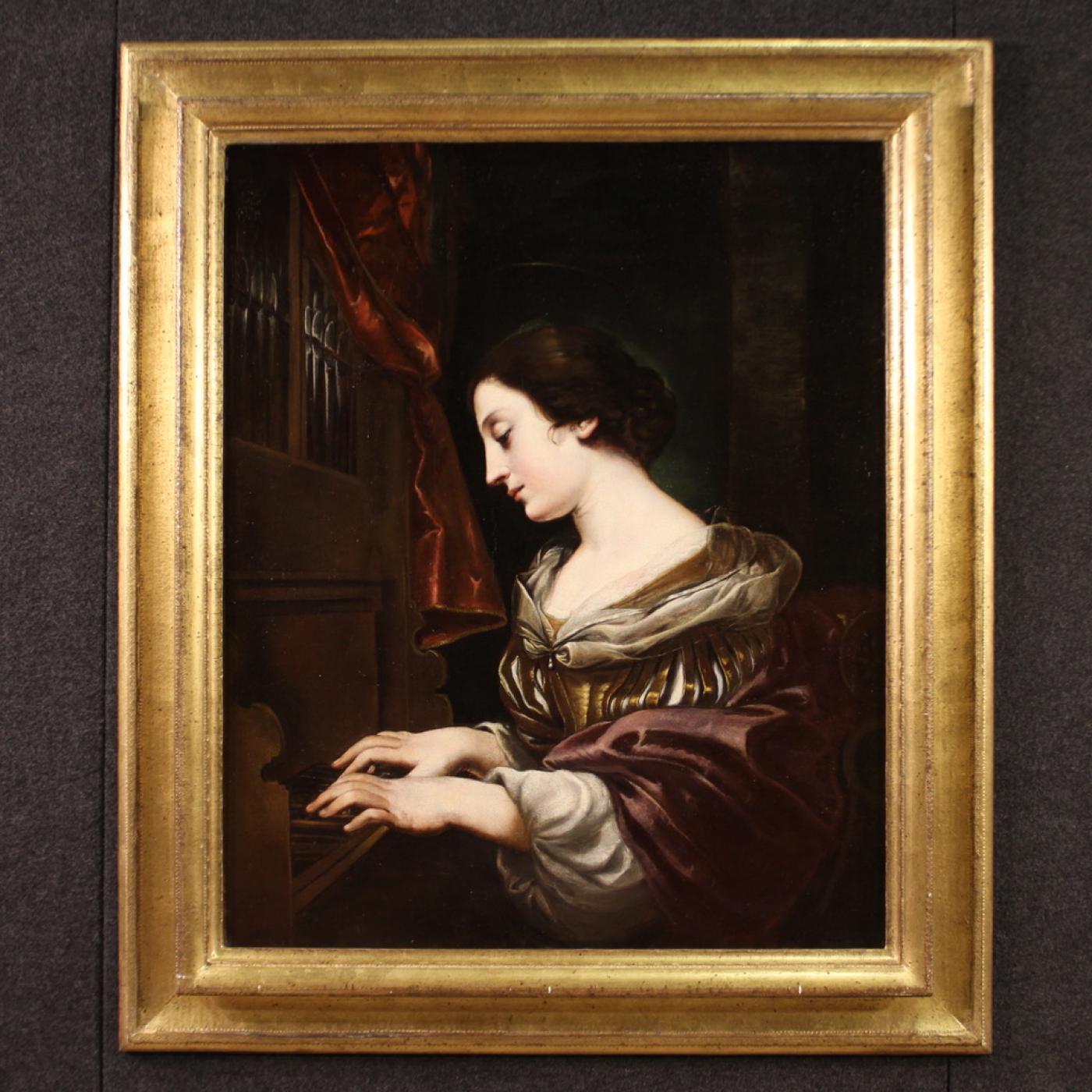 17th century Italian painting, Saint Cecilia at the organ