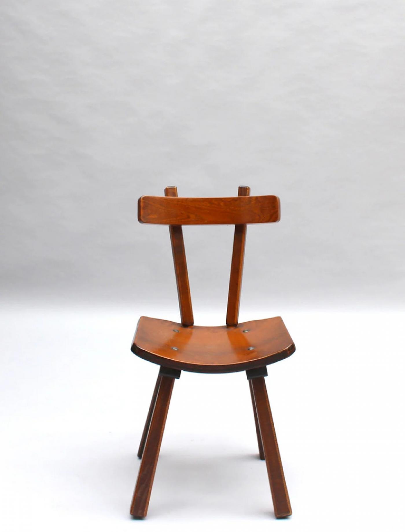 11 French 1960s Solid and Laminated Wood Chairs