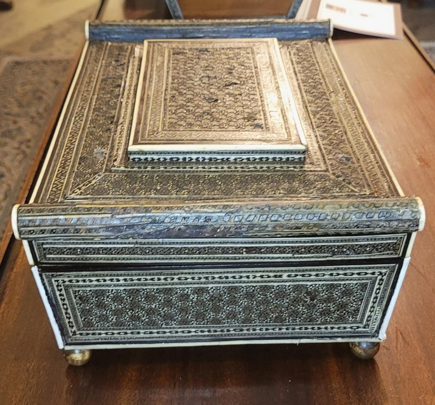 18C Anglo Indian Sadeli Mosaic Sarcophagus Sewing Box