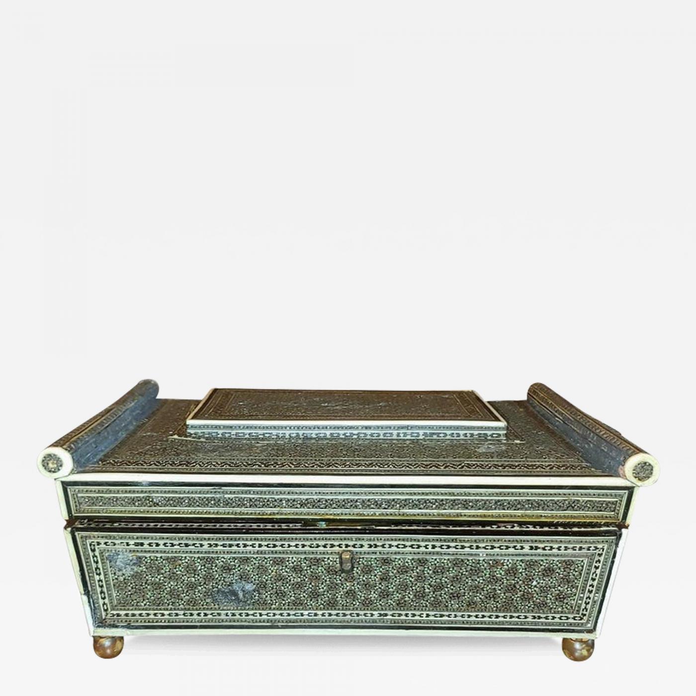 18C Anglo Indian Sadeli Mosaic Sarcophagus Sewing Box