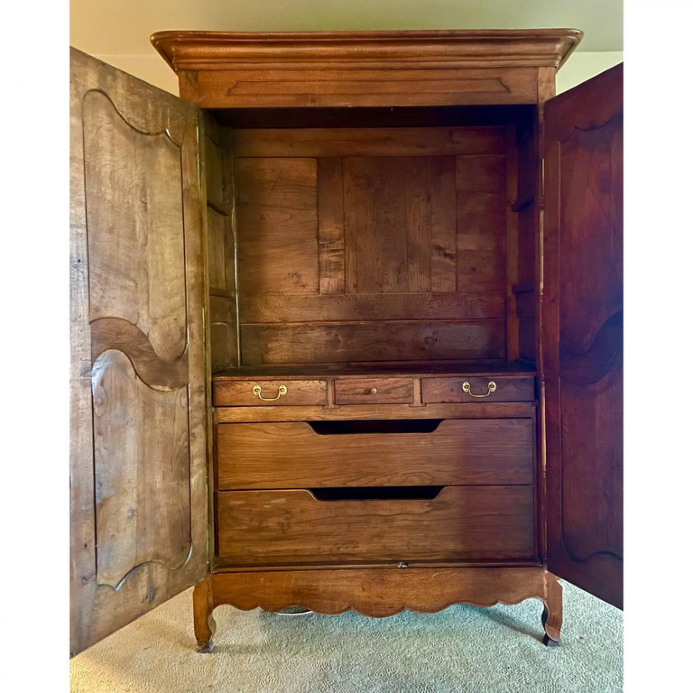 18th Century French Country Armoire Linen Press Wardrobe Cabinet