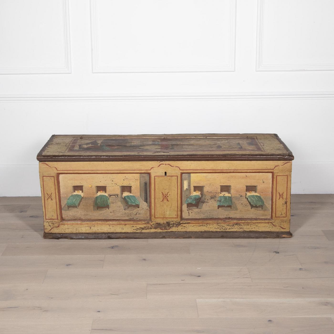 18th Century Large Tuscan Hand Painted Trunk