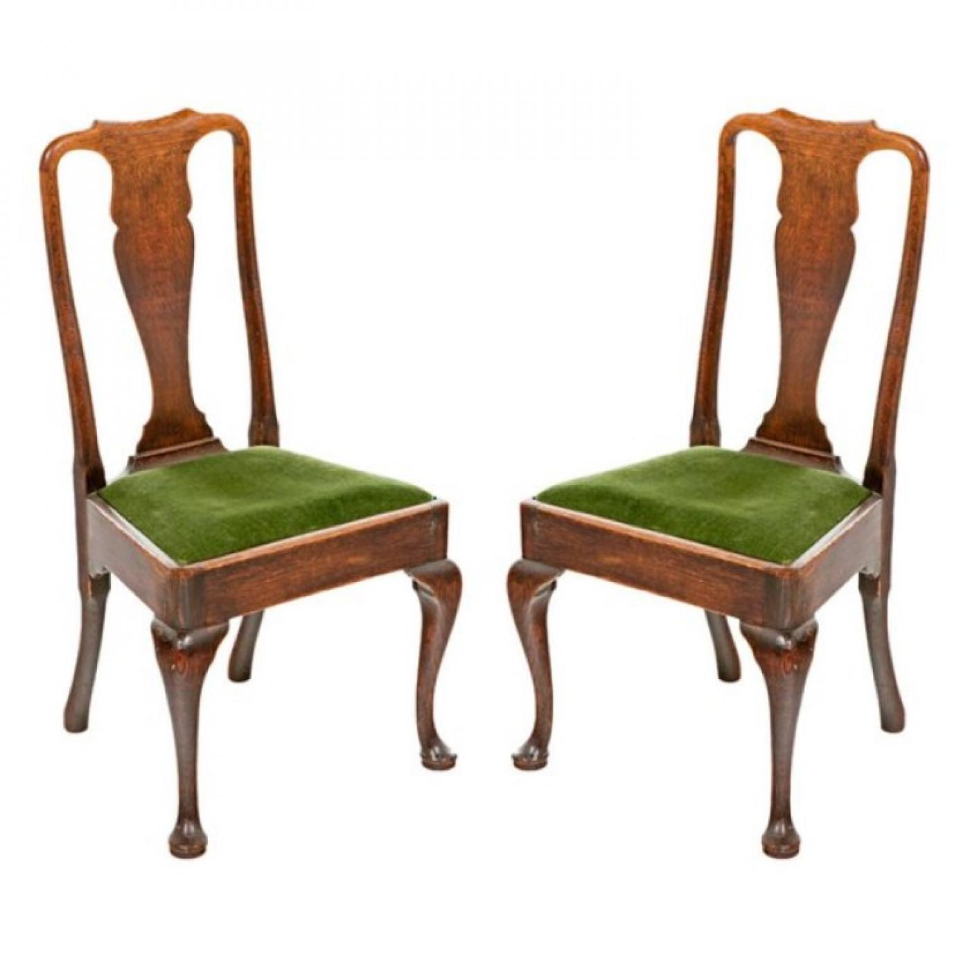 18th Century Queen Anne Oak Chairs - A Pair