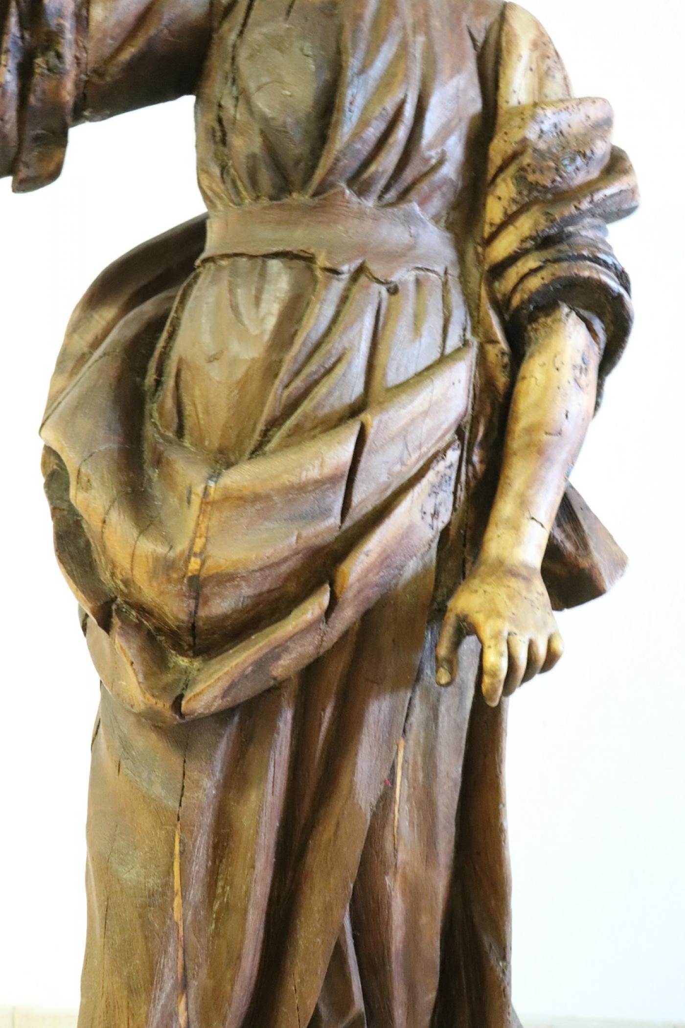18th Century Wood Italian Antique Religious Saint Sculpture