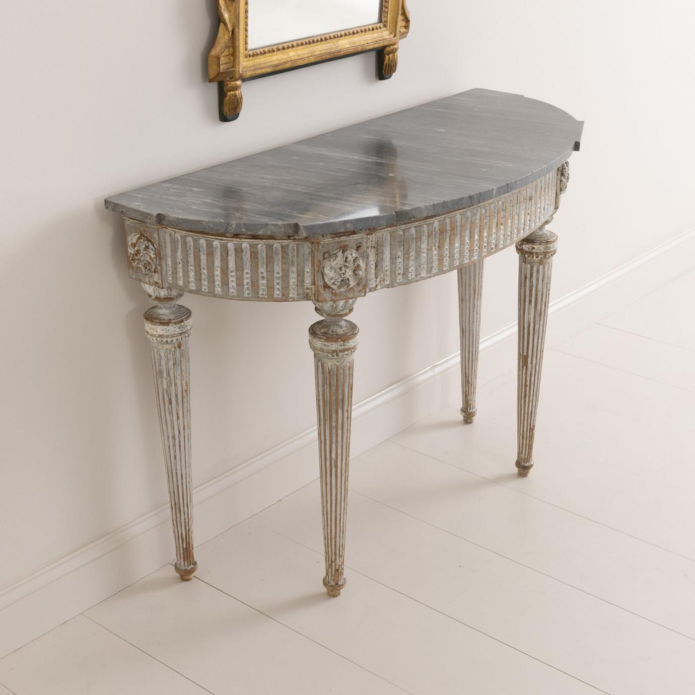 18th c. French Louis XVI Console in Original Paint with Bleu Turquin ...