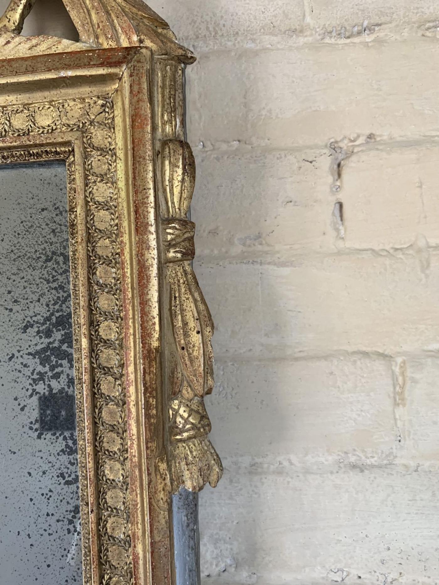 18th c. French Louis XVI Period Giltwood Mirror with Original Mirror Plate