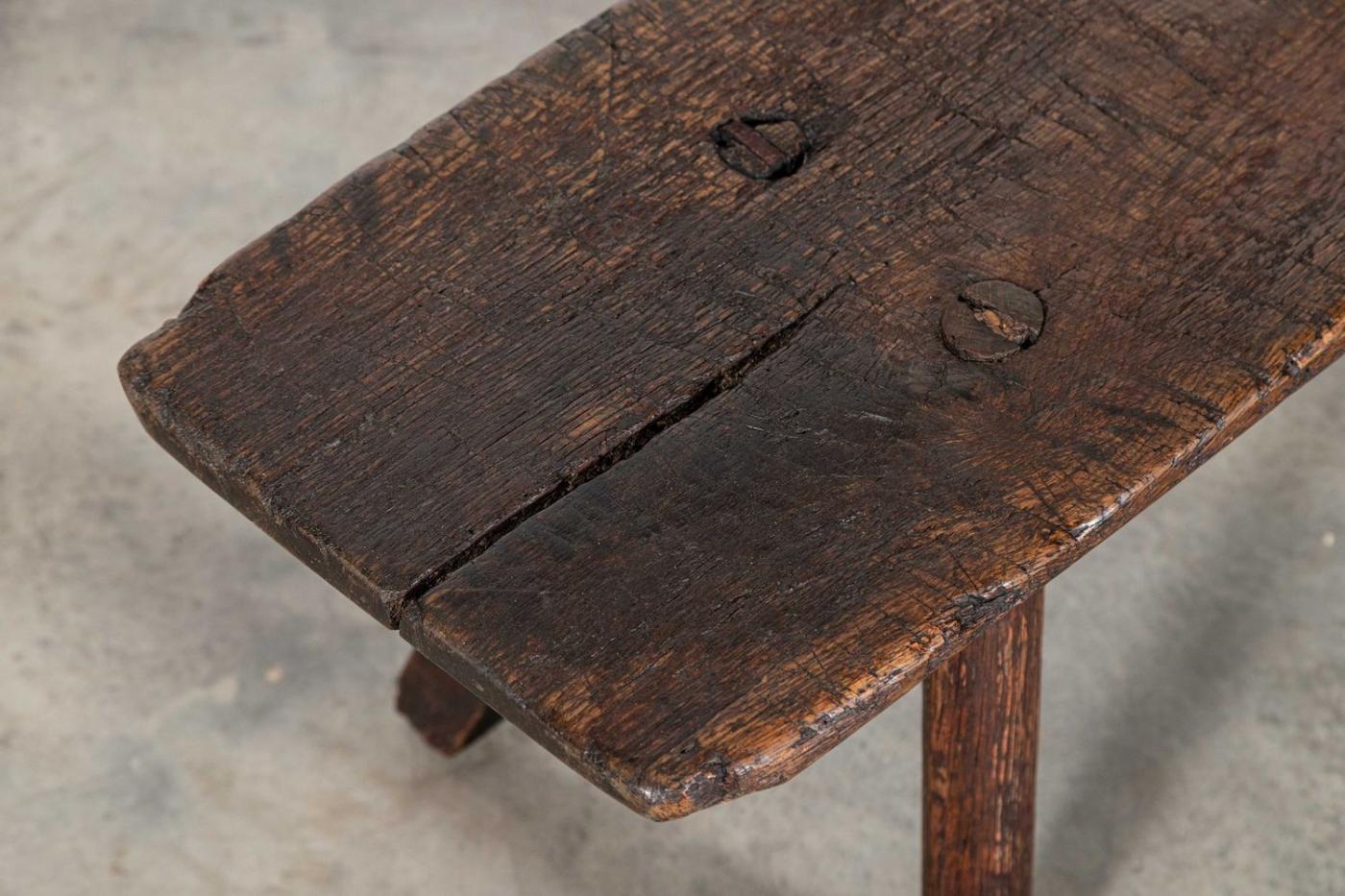 18thC English Vernacular Oak Pig Bench