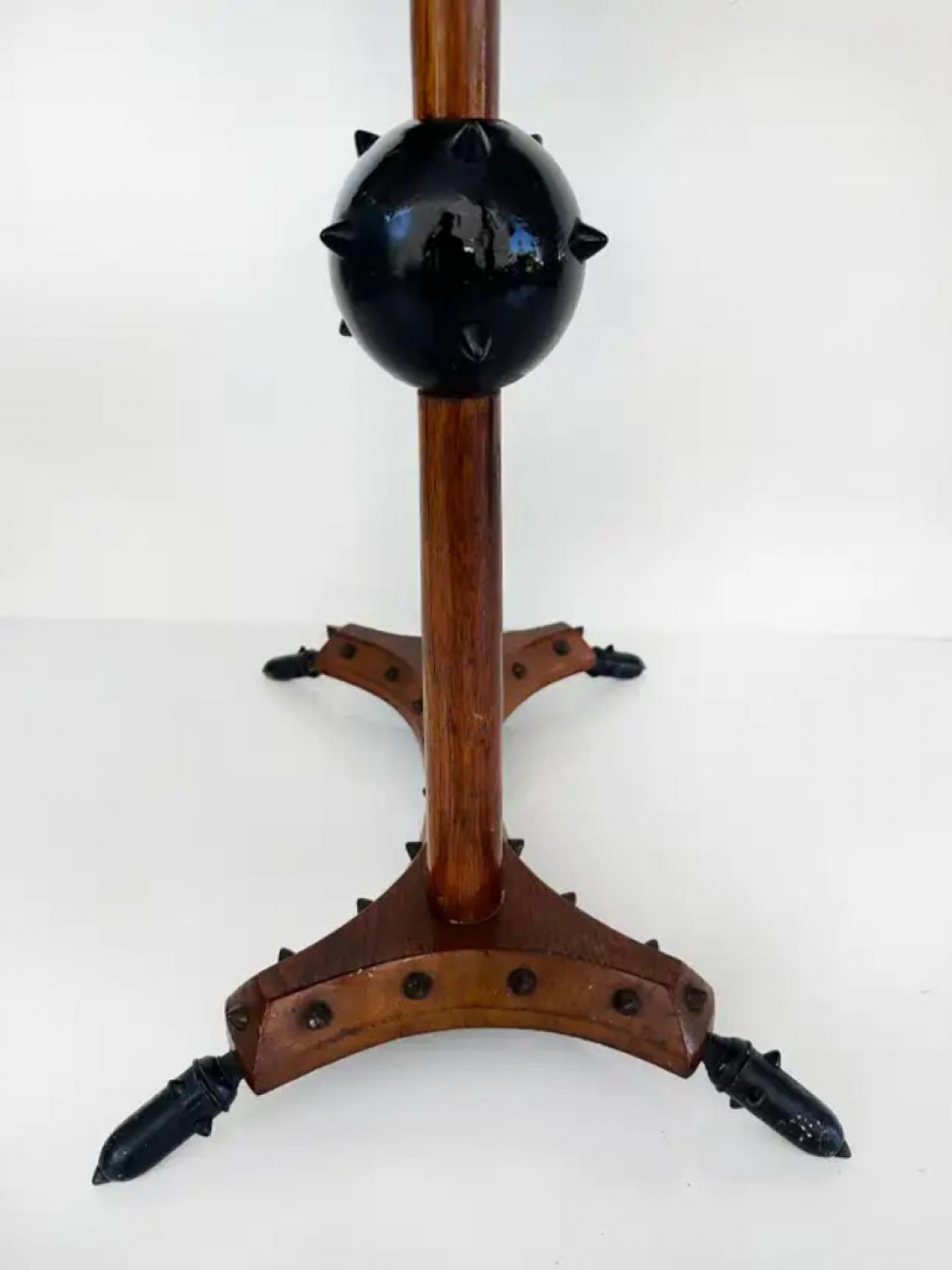 1920s Italian Military Smoking Side Table With Grenades on Legs and Feet