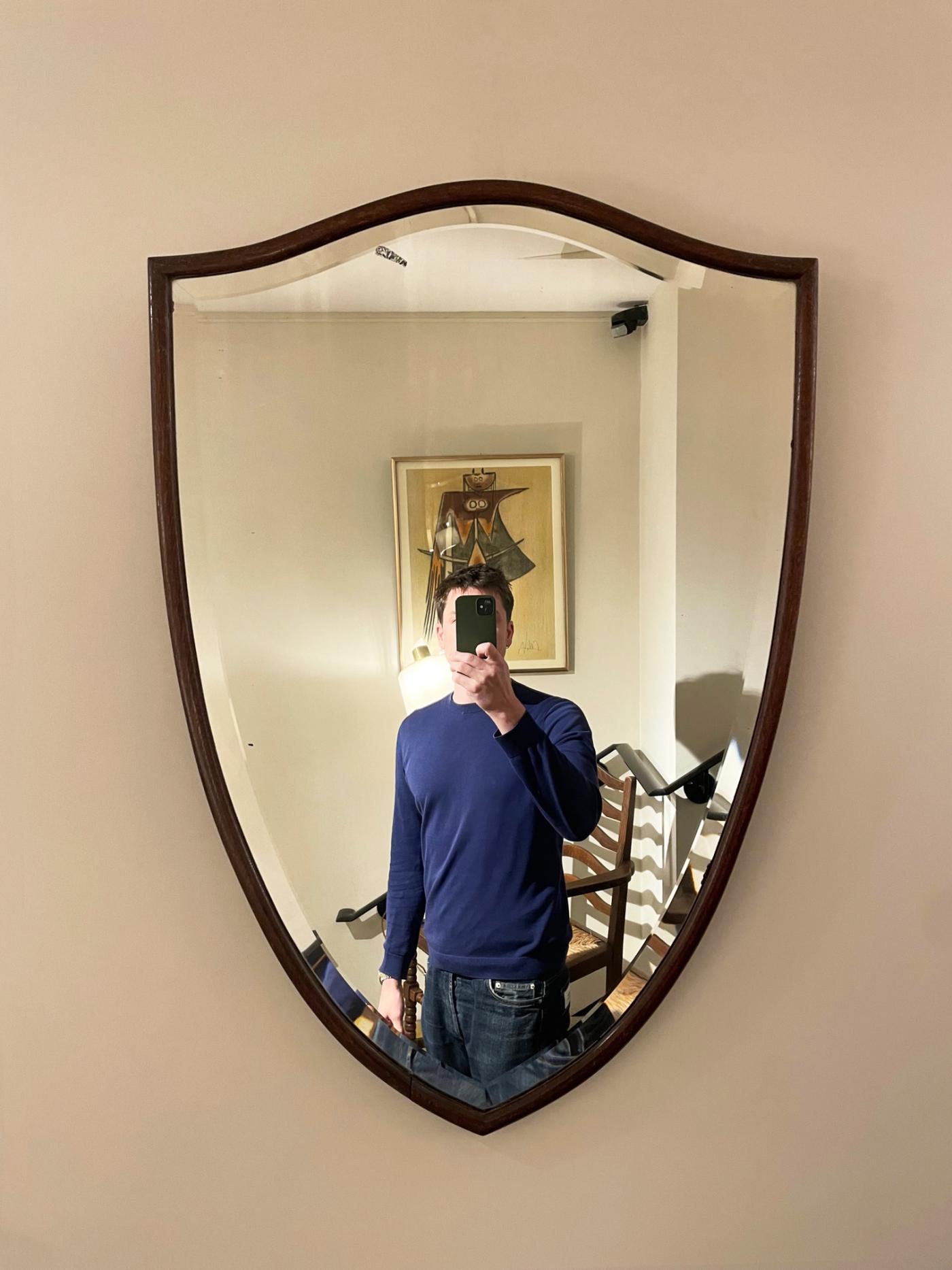 1920s Oak Shield Mirror
