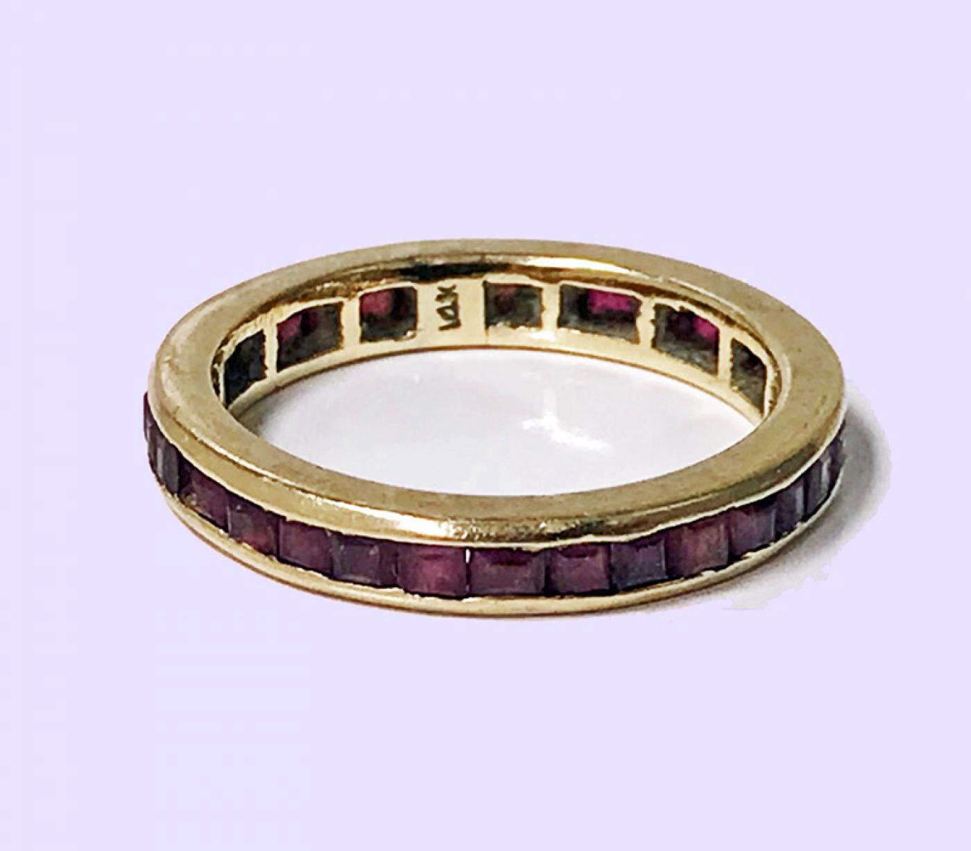 1940's Gold and Ruby channel set Eternity Band.