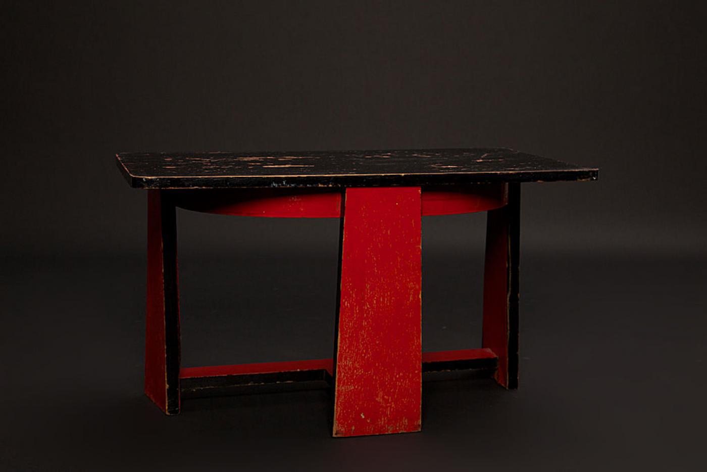 1940's Modernist Red and Black Side Table