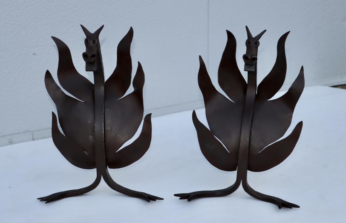 1950's Italian Dragon Andirons