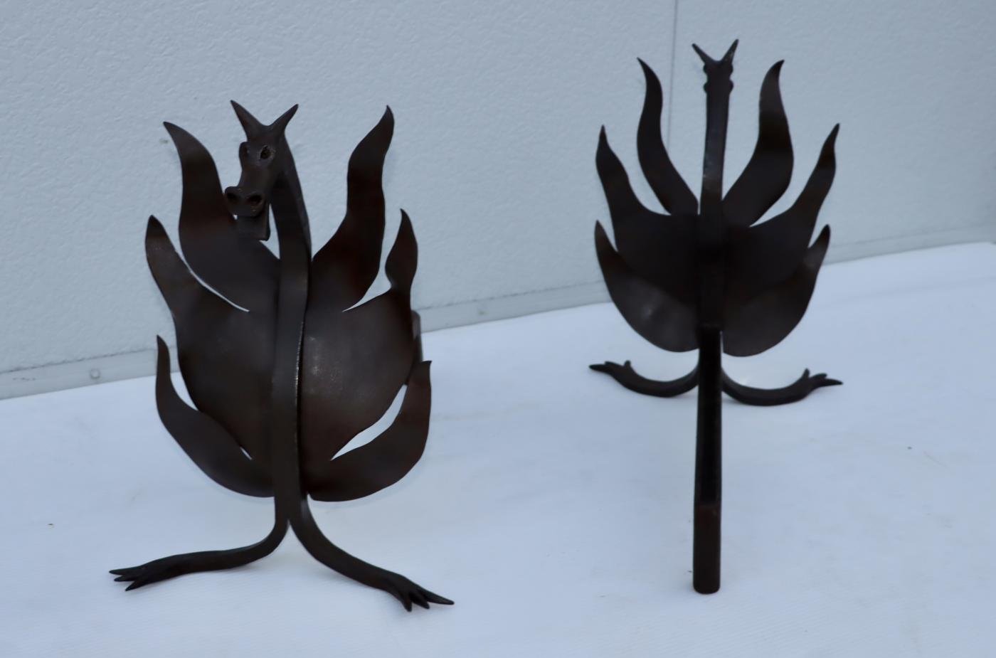 1950's Italian Dragon Andirons