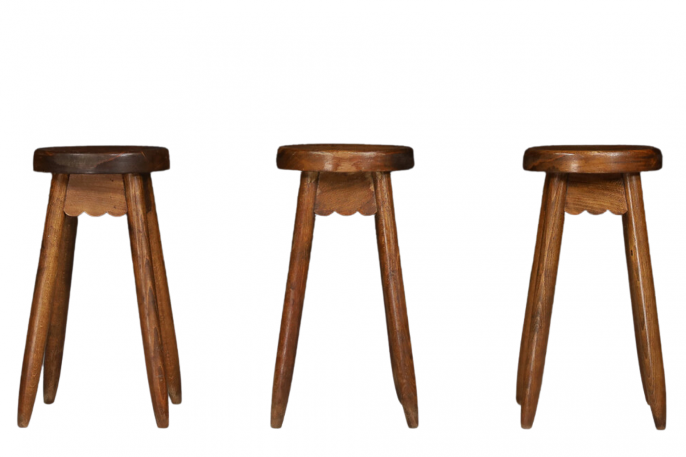 1950s Spanish medium height 20" pinewood stools