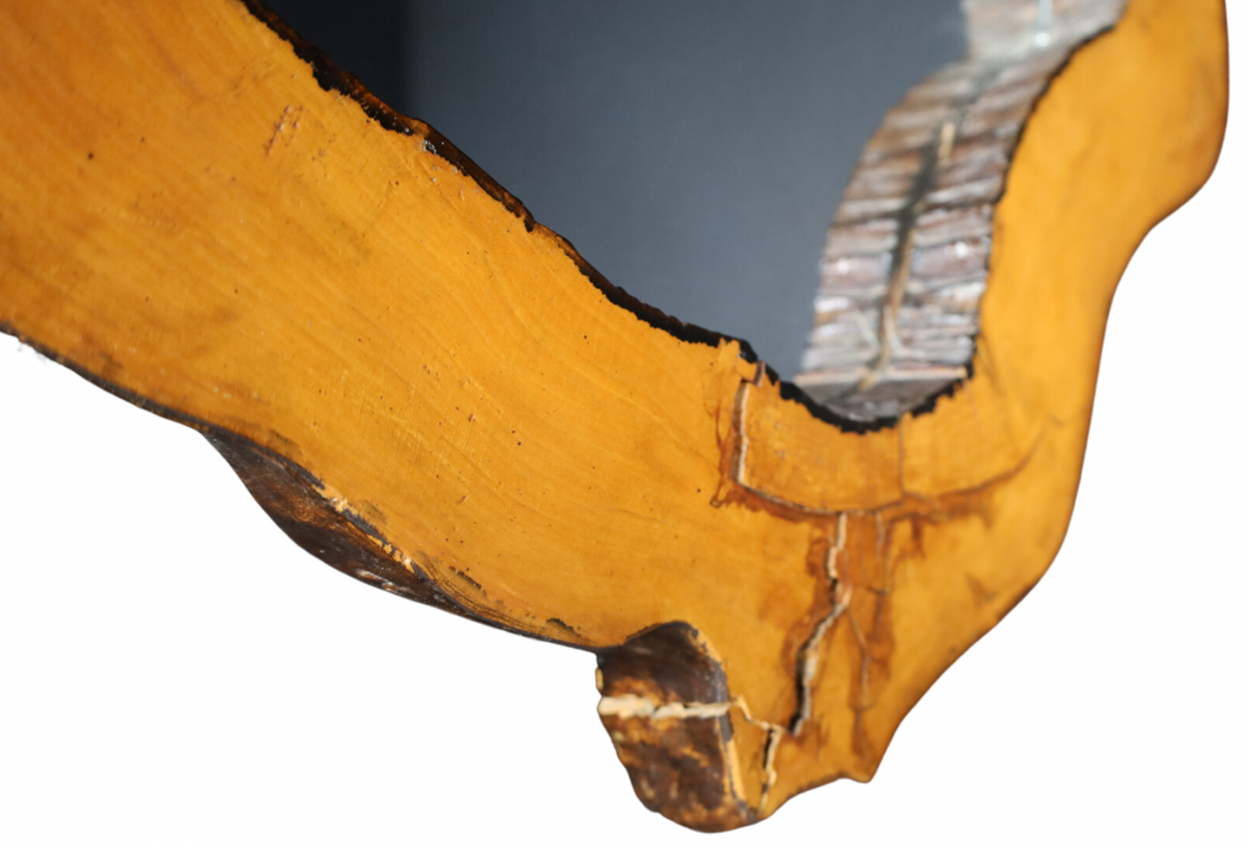 1960s lacquered tree trunk mirror from Prague