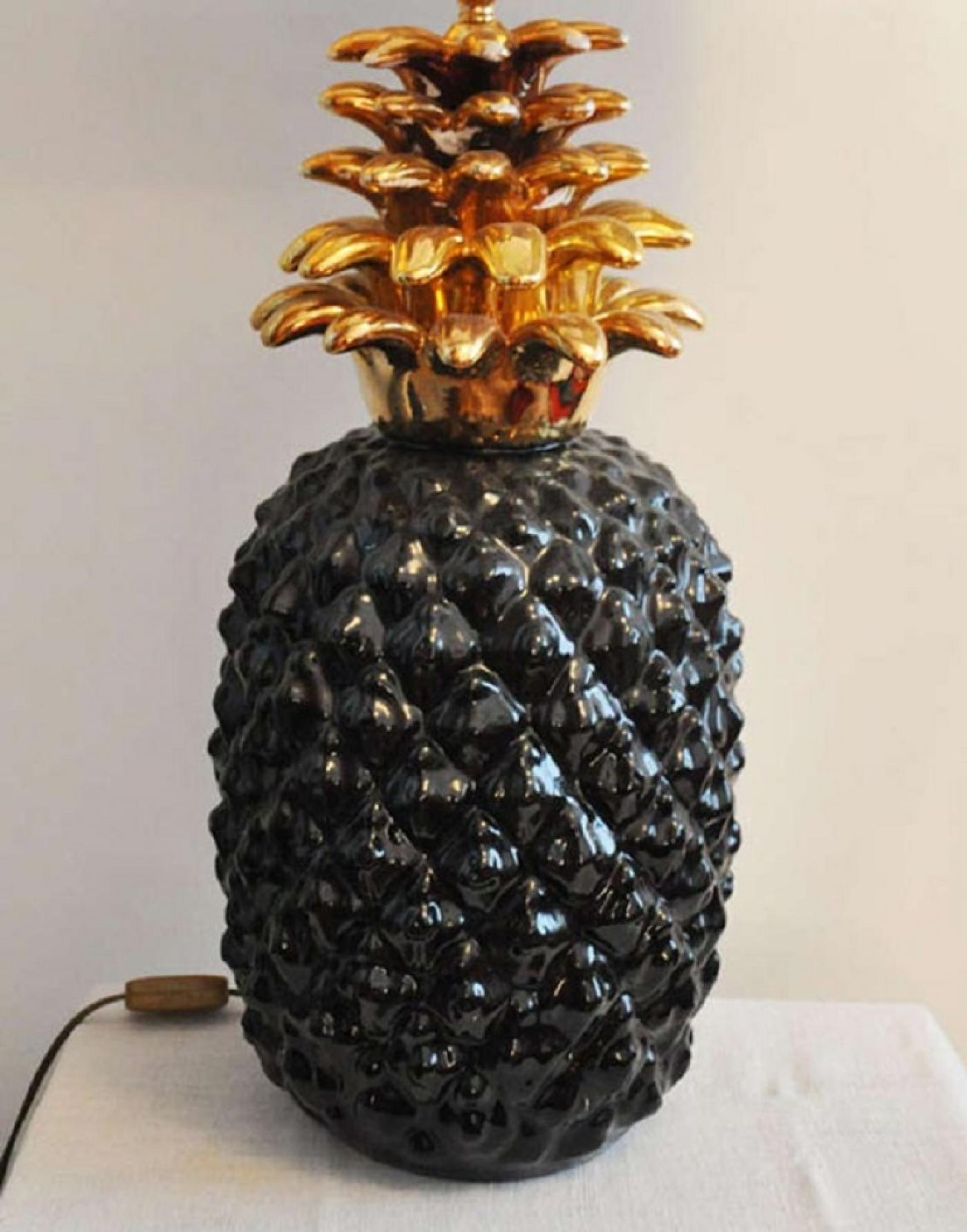 1970s Pineapple lamp base in ceramic