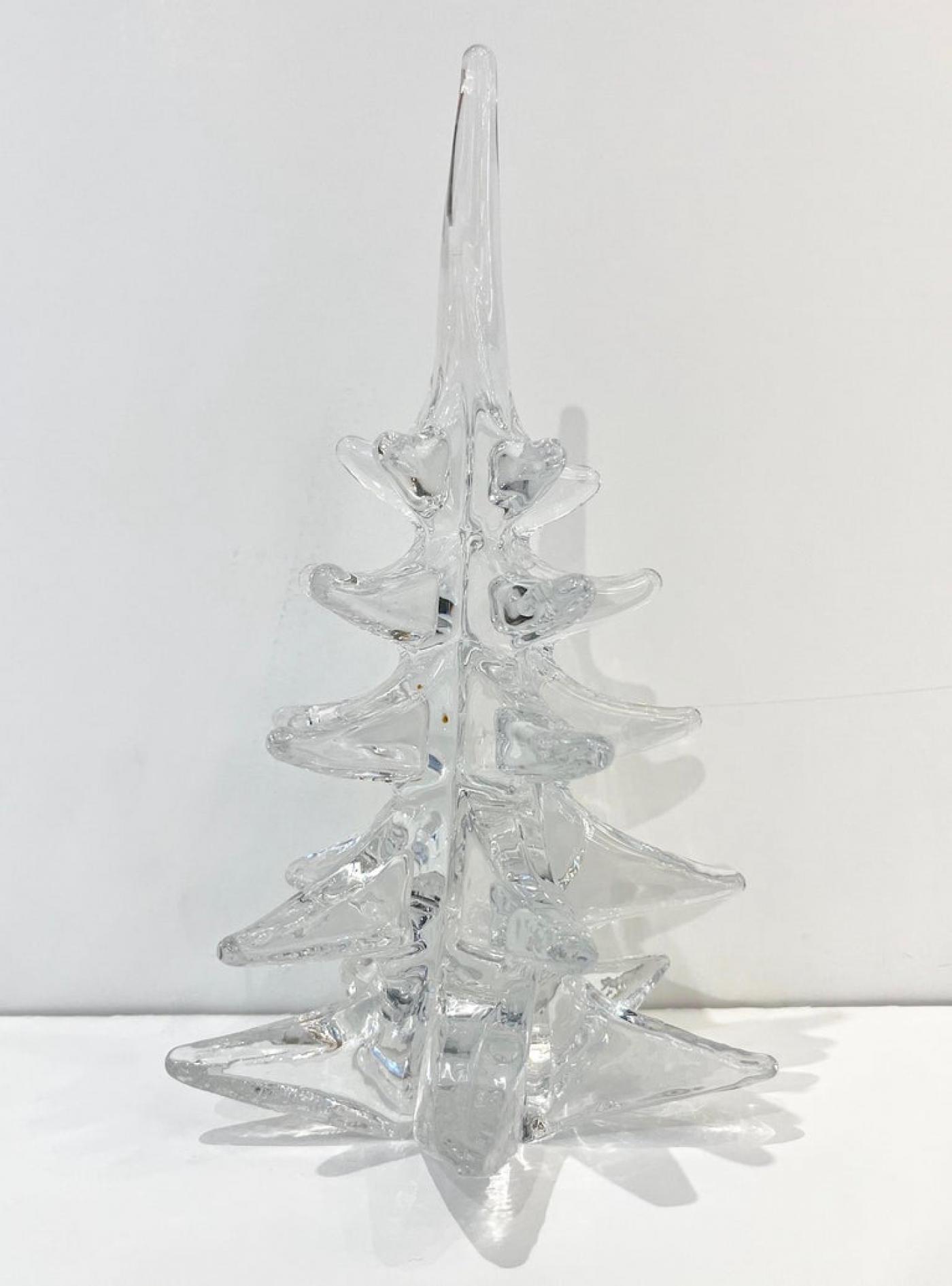 1970s Sweden Vintage FM Ronneby Tall Crystal Glass Tree Modernist Sculpture