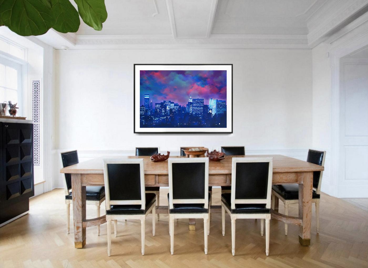 1980s Manhattan Skyline at Night with Pan Am Building and Chrysler Building