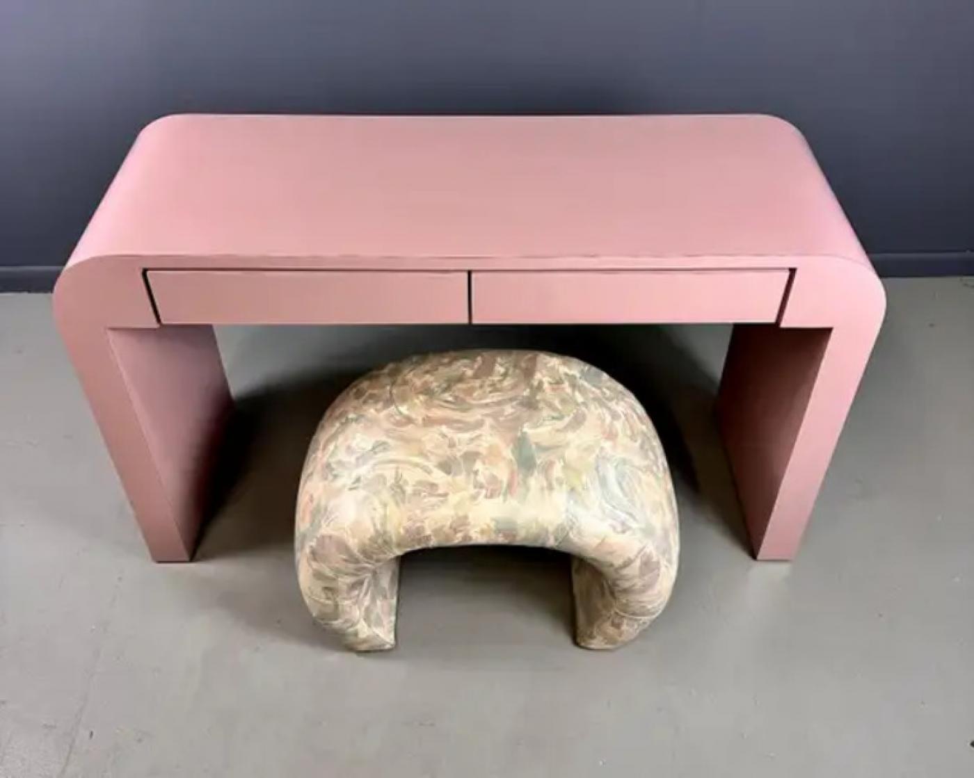1980s Postmodern Mauve Waterfall Laminate Desk with Two Drawers and ...