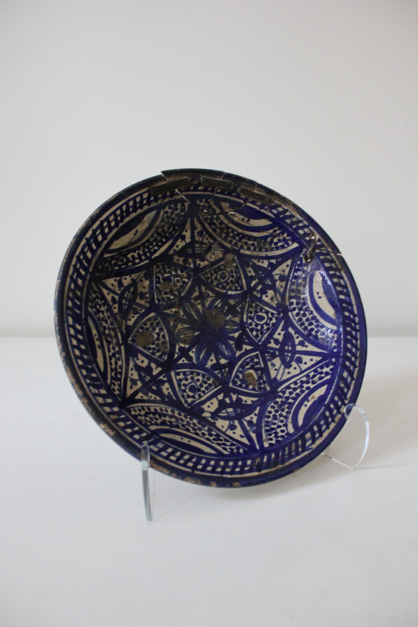 19th C. Blue and White Fassi Moroccan Bowl