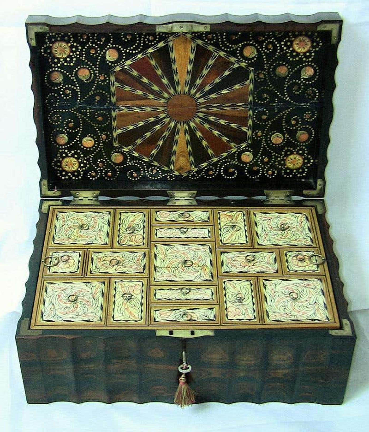 19th Century Anglo Ceylonese Coromandel Stationary Box with Specimen ...