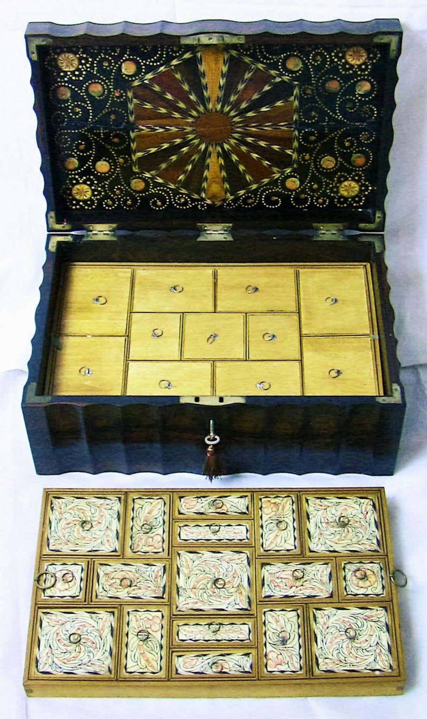 19th Century Anglo Ceylonese Coromandel Stationary Box with Specimen ...