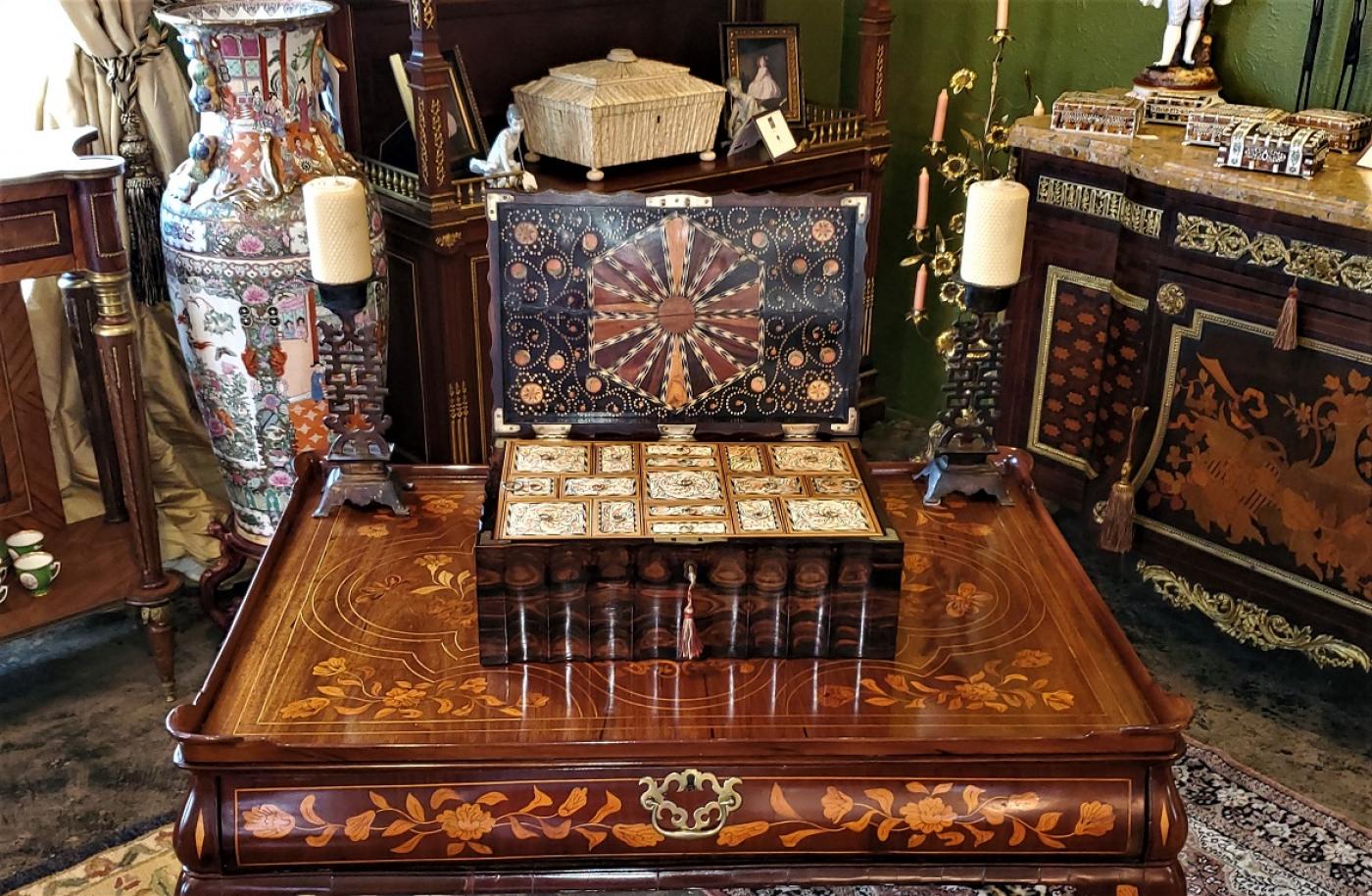 19th Century Anglo Ceylonese Coromandel Stationary Box with Specimen ...