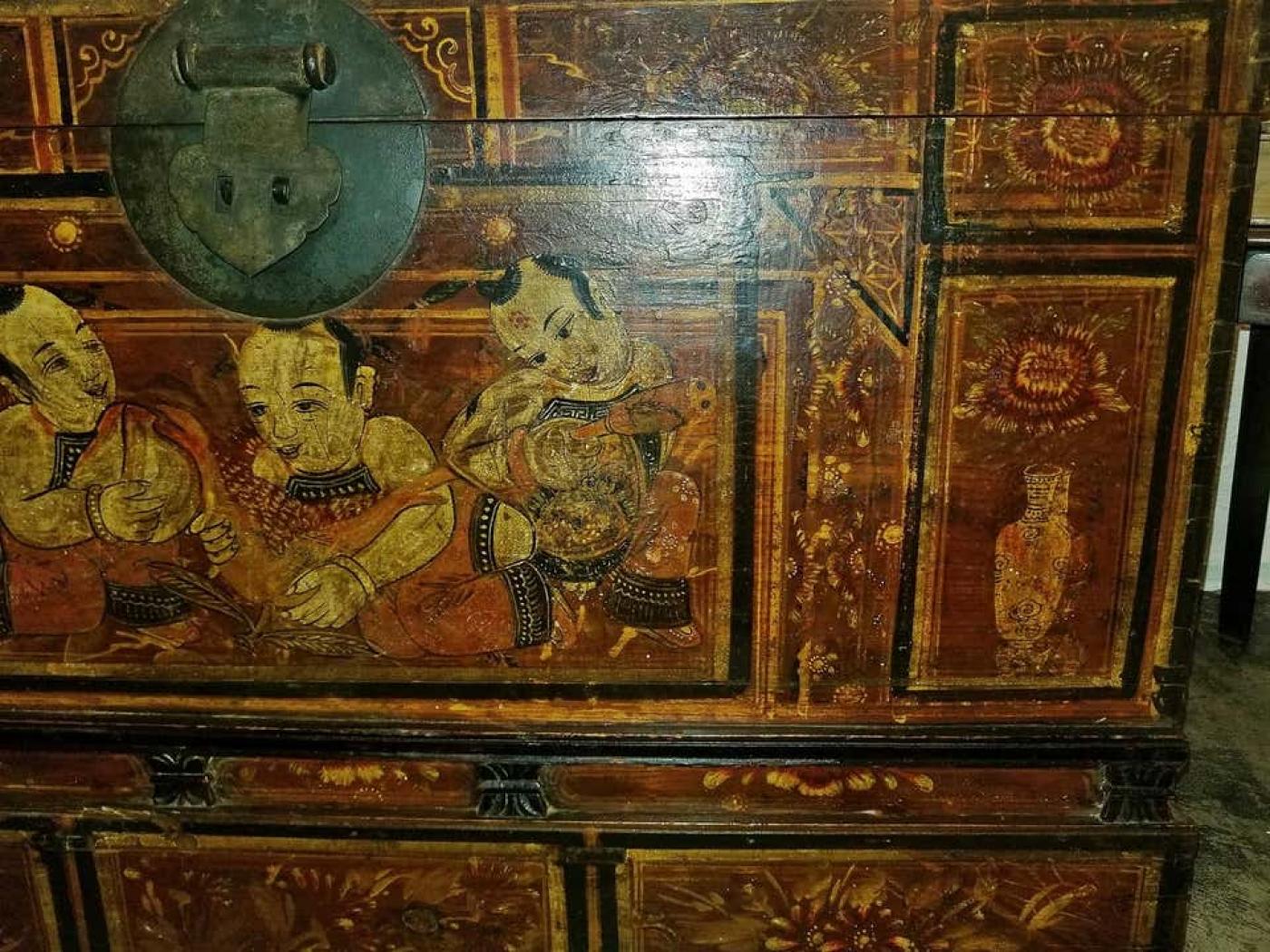 19th Century Chinese or Tibetan Monks Travel Chest
