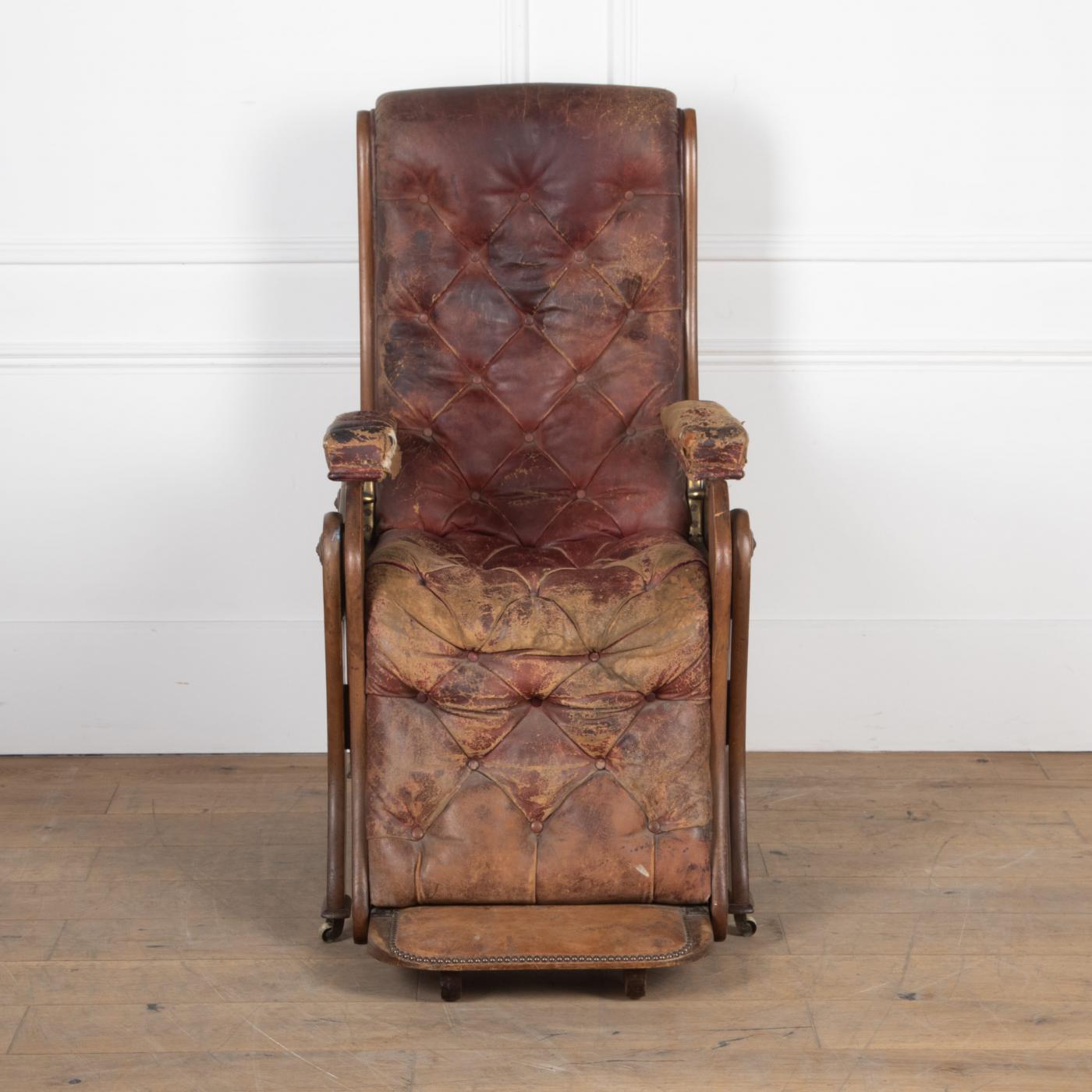 19th Century English Reclining Library Chair
