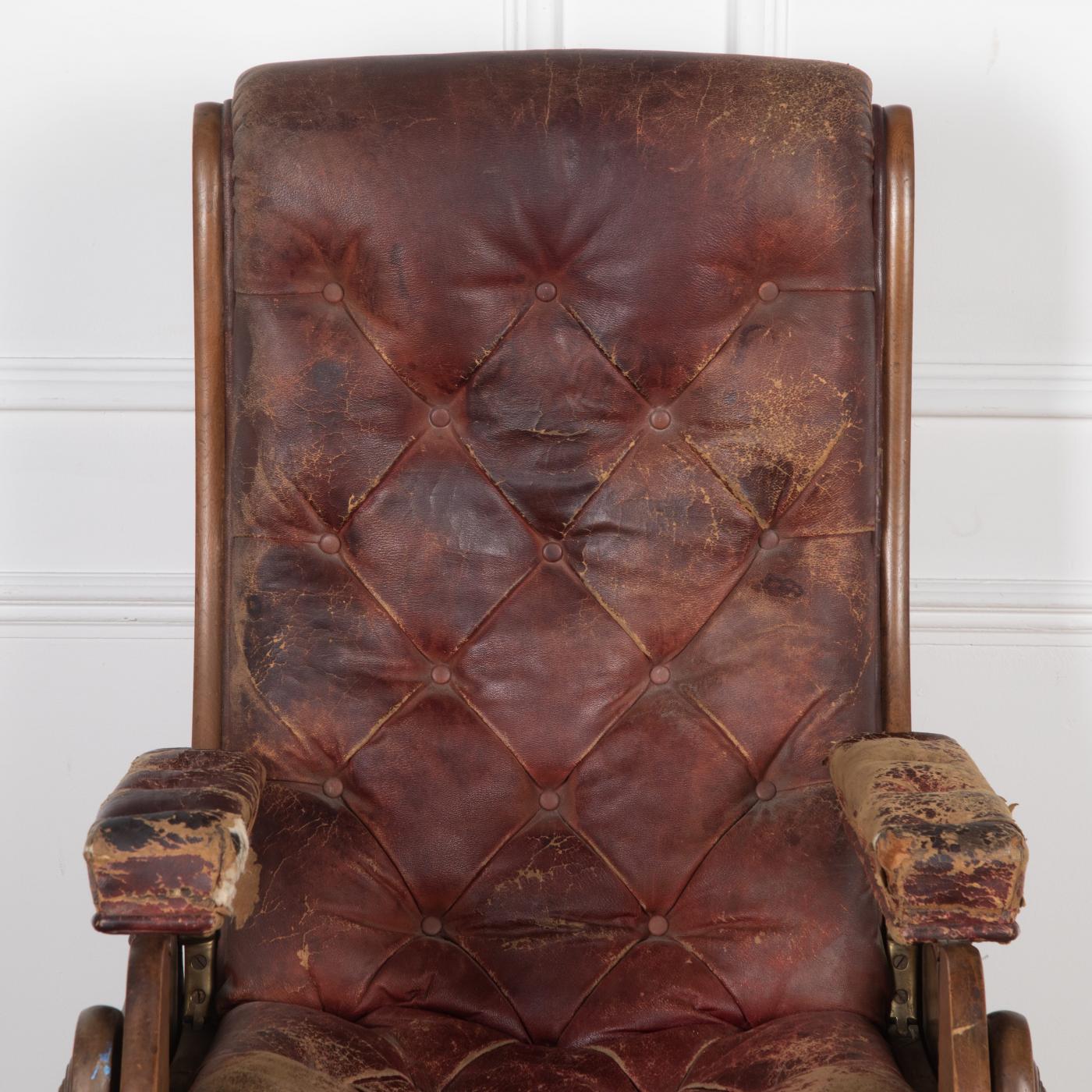 19th Century English Reclining Library Chair