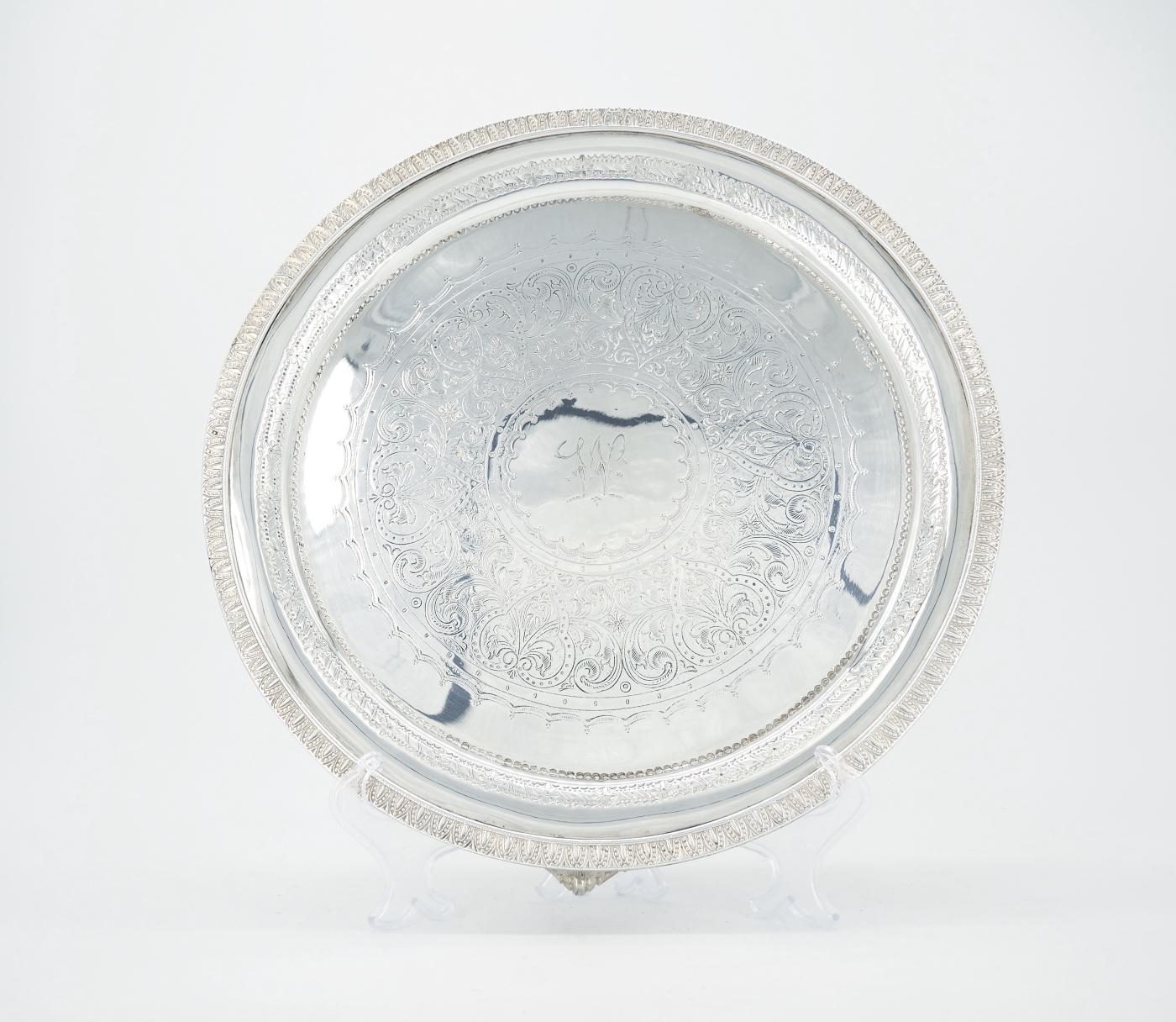 19th Century English Victorian Circular Silverplate Salver