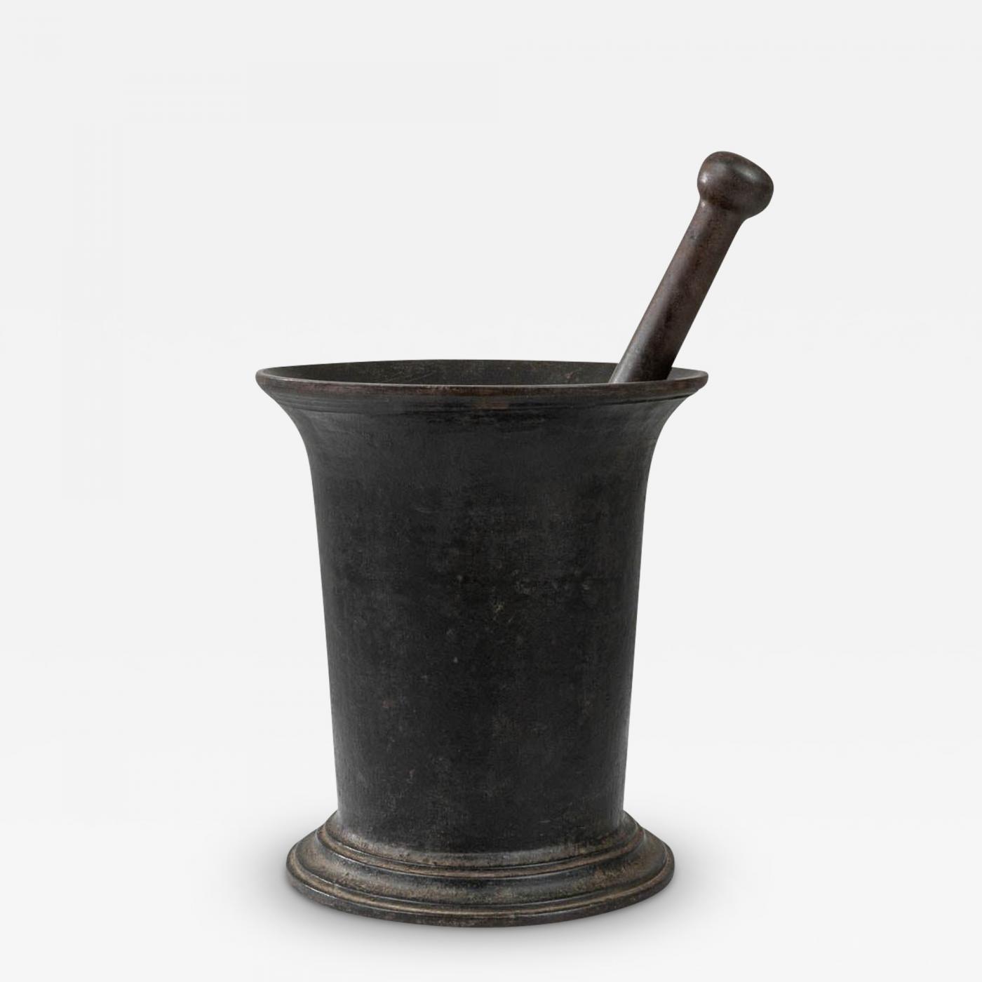 19th Century French Cast Iron Mortar With Pestle