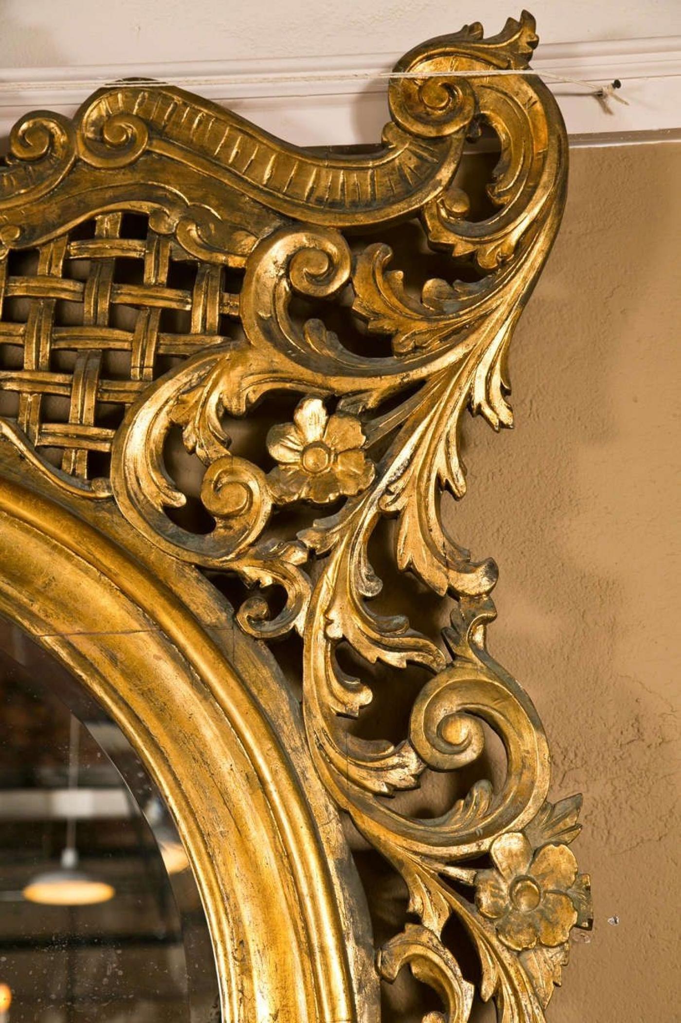 19th Century Monumental French Rococo Floor Mirror